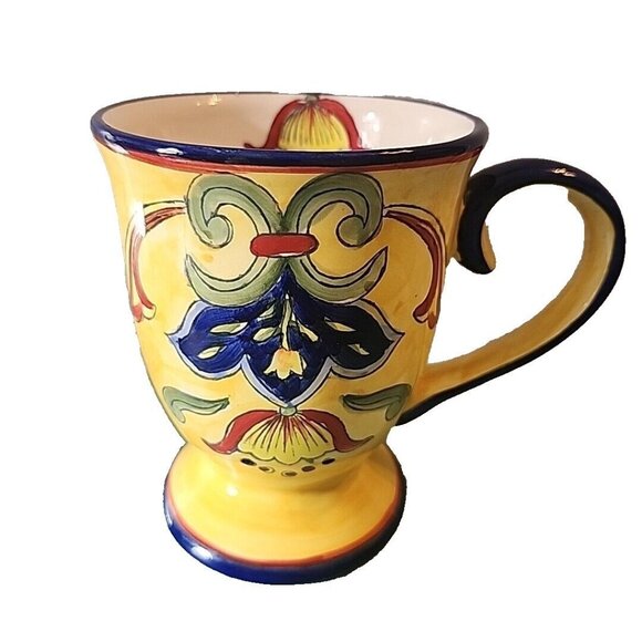 Yellow Talavera | Dining | Yellow Blue Talavera Cup Mug Pedestal ...